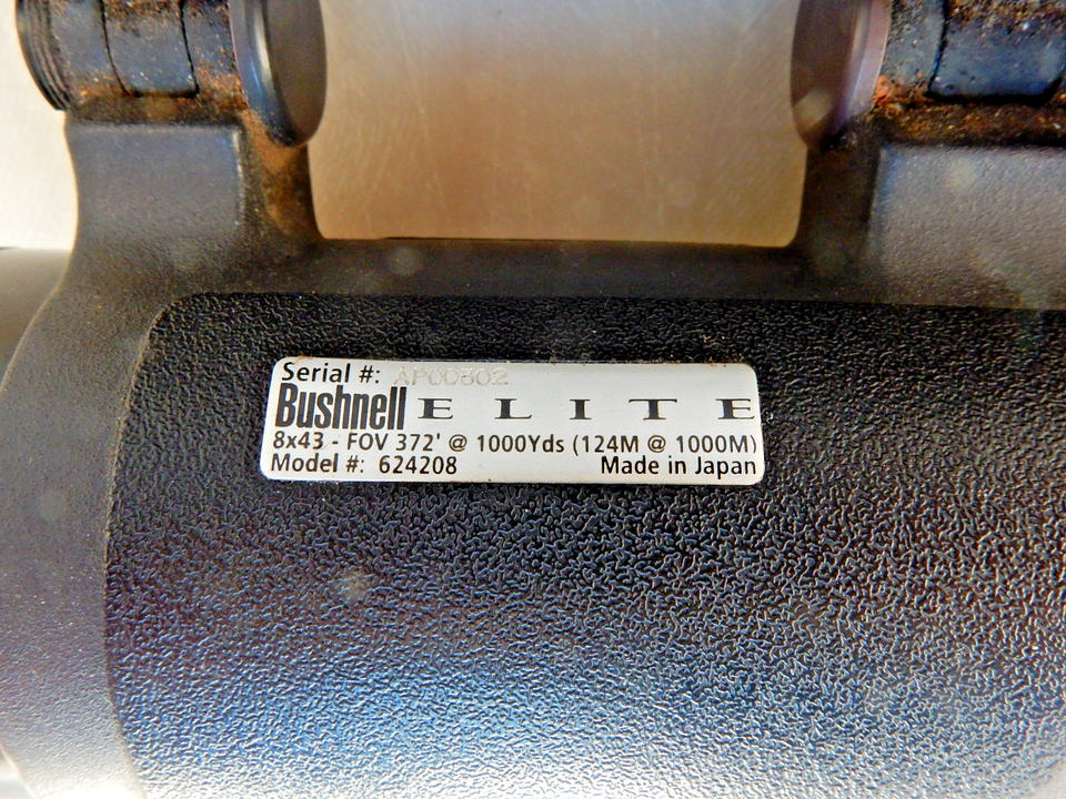 Bushnell Elite 8 X 43 Binoculars 7.1 Deg FOV, Missing Trim Ring, Exc ...
