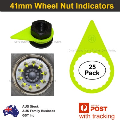 41mm Yellow Wheel Nut Indicators Truck Safety 25 Pack Loose Wheel Nut ...