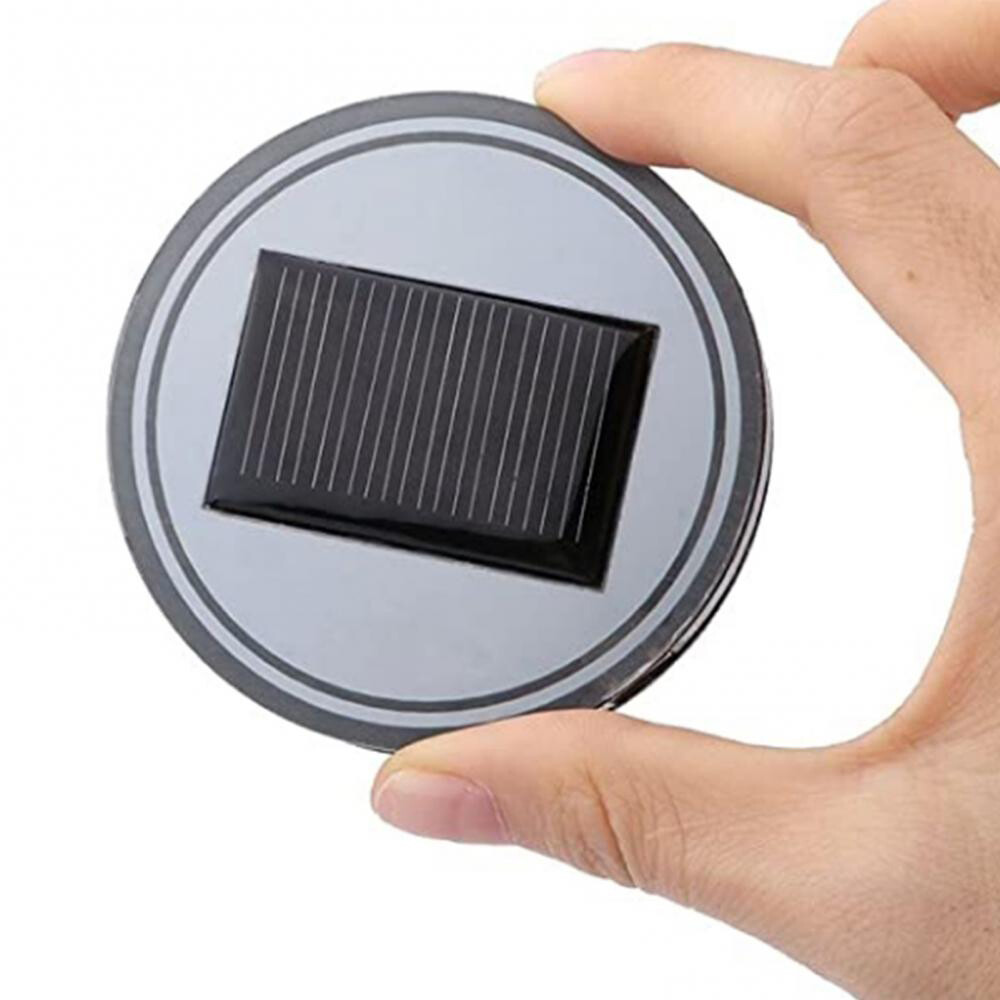 2X Car LED Solar Cup Pad Red Light Cover Interior Decoration Light ...
