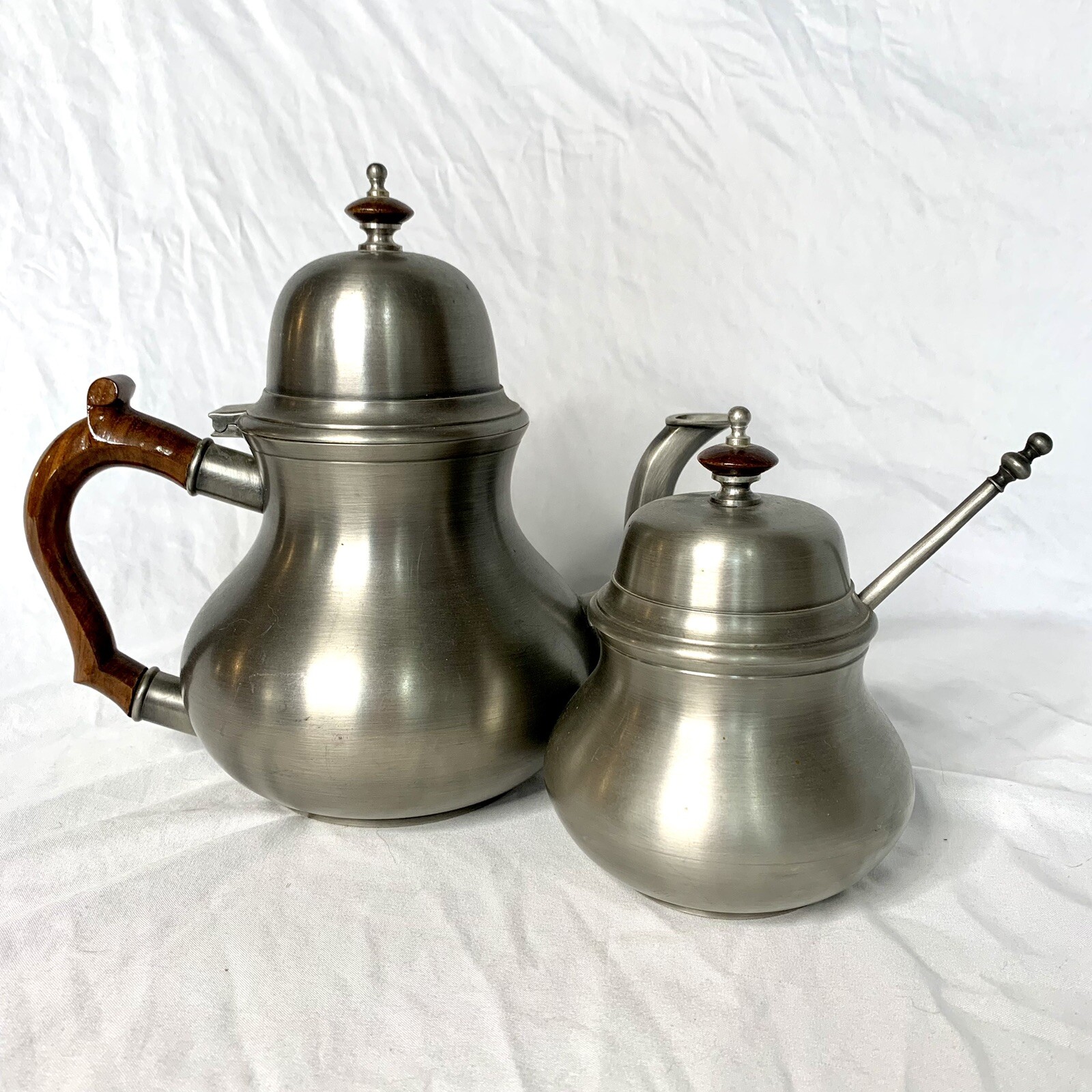 Vintage John Somers Brazil Pewter Colonial Teapot - Sugar Bowl & Spoon ...