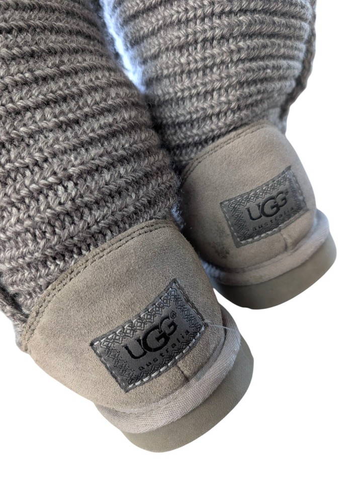 Ugg Classic Gray Cardy Knit Tall Winter Boots Warm NICE! | eBay