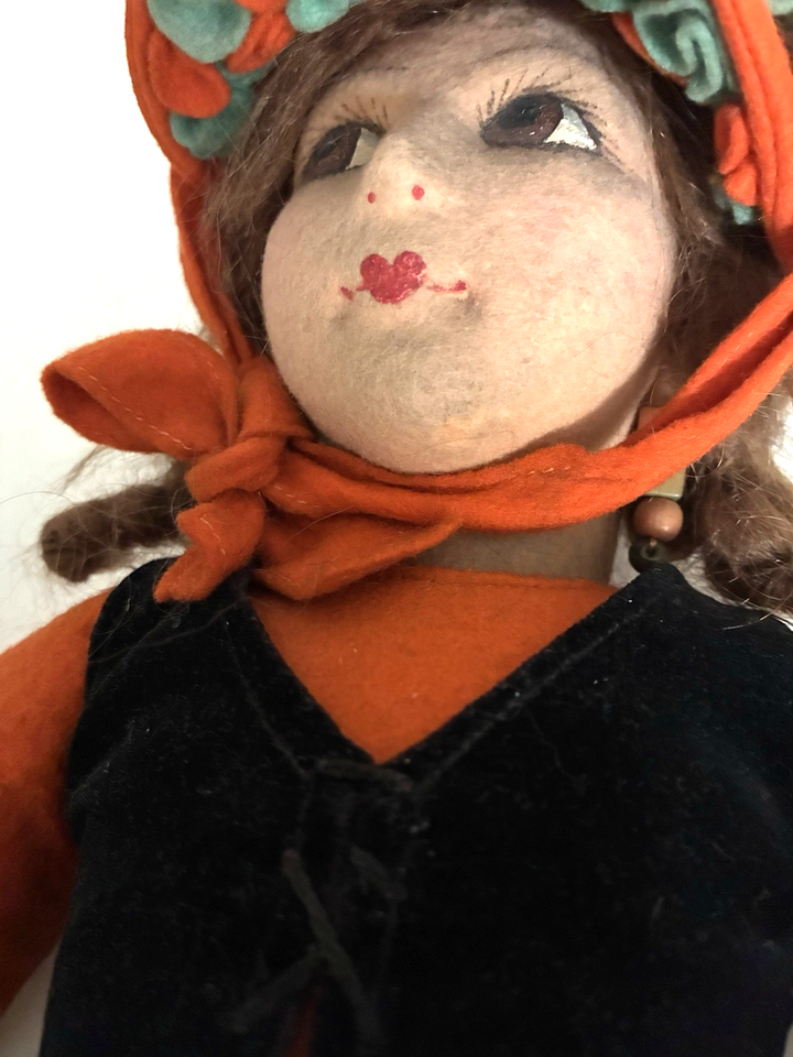 Antique Vintage 20" Lenci Italy Long Limb Lady Felt Cloth Doll All ...