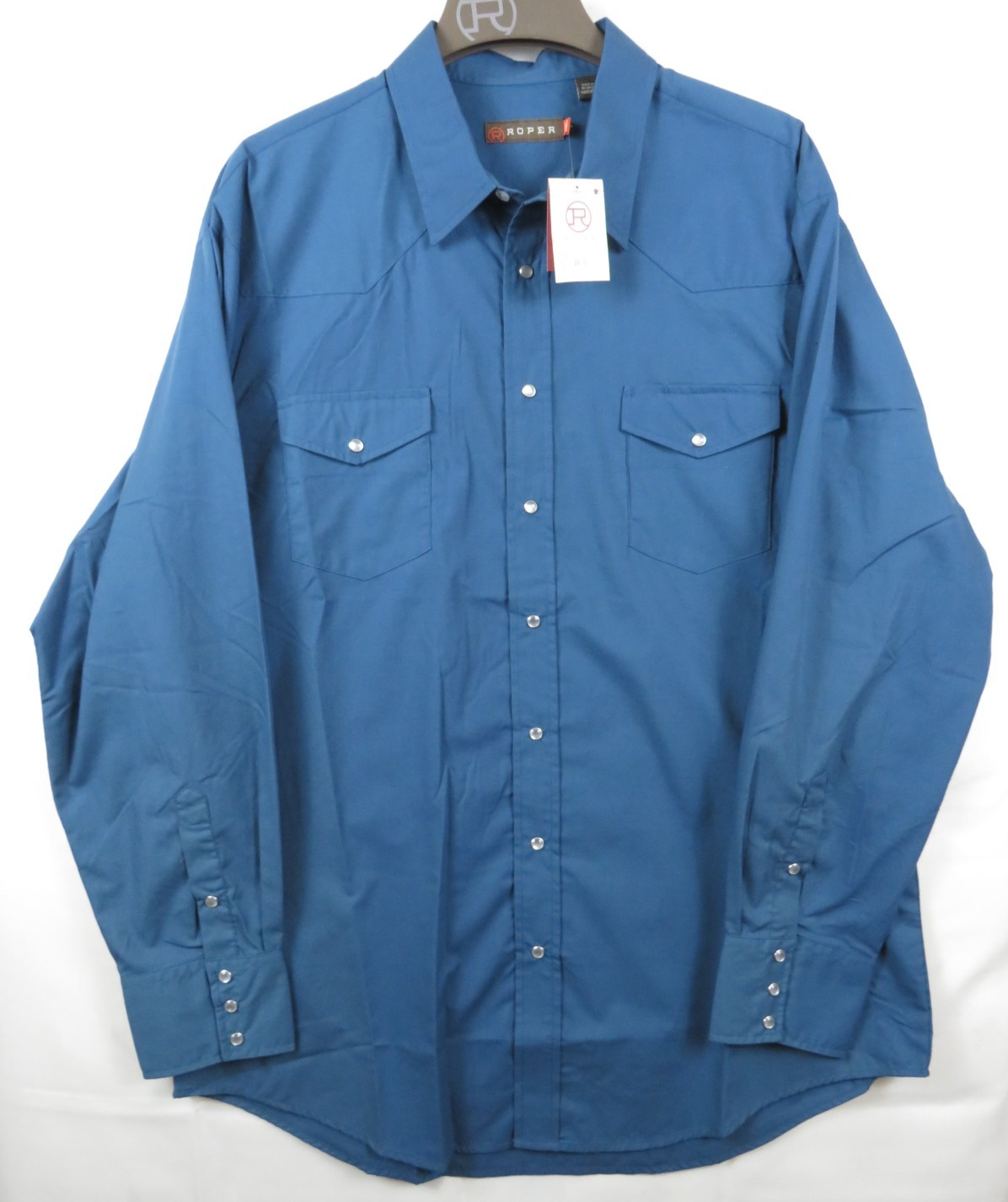 NWT Roper Shirt 2XL Blue Button Down Long Sleeve Western Cowboy Rodeo ...