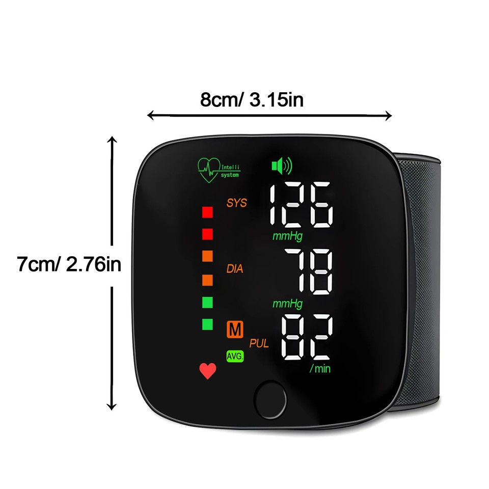 Automatic Wrist Blood Pressure Monitor - Digital Heart Rate & LCD ...