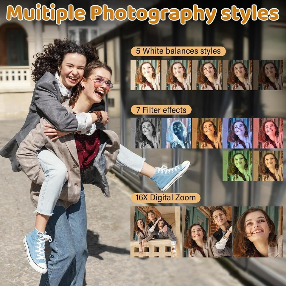 Compact 5K Digital Camera with 180° Flip Screen, 18X Zoom & WiFi ...