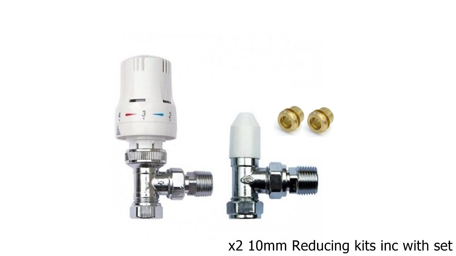 Thermostatic Radiator Valve Set 15mm/10mm/8mm x 1/2" TRV + Lockshield ...