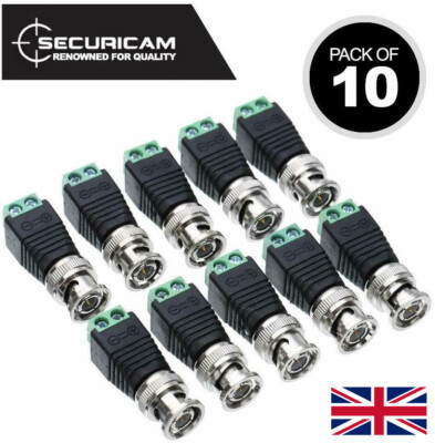 10X CAT5 TO BNC POWER PLUG MALE TERMINAL CONNECTOR ADAPTER FOR CCTV ...