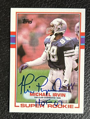 Michael Irvin AUTOGRAPHED Signed 1989 Topps Rookie Card RC #383 Cowboys ...