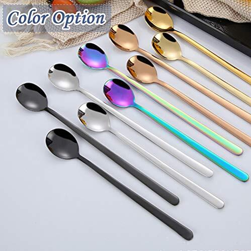 Long Handle Spoon 9.25inch Stainless Steel Iced Teaspoon Titanium ...