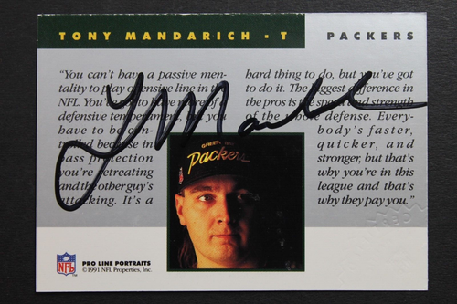 Tony Mandarich PACKERS Signed 1991 Pro Line Portraits Authentic ...