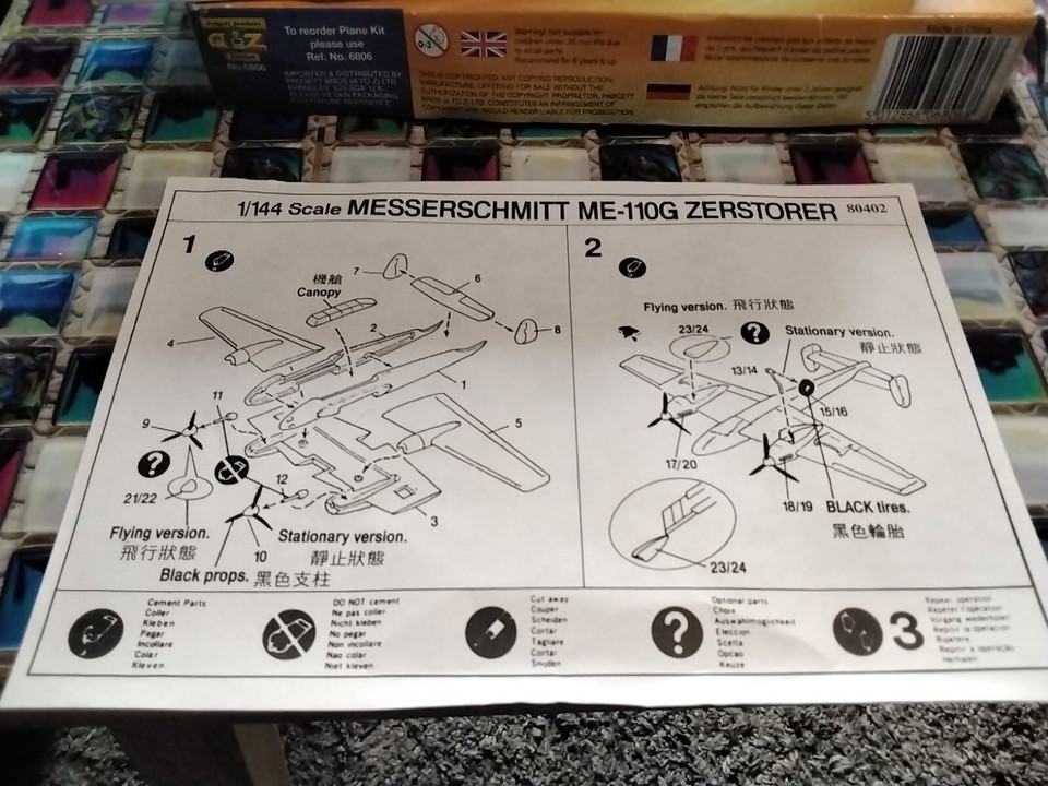 BRAVO FORCE 1:144 ME-110G ZERSTORER. No. 6806 Padget Brothers | eBay UK