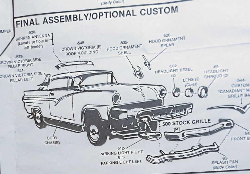 🔥56 FORD CROWN VICTORIA - CHROME TIARA BAND, ROOF - AMT - MODEL KIT ...