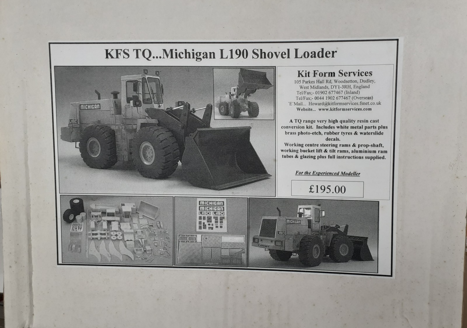KFS Kit Form Services 1/24 Michigan L190 Shovel Loader. Unstarted. Free ...