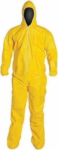 DUPONT TYCHEM TYVEK QC127S YELLOW COVERALL CHEMICAL HAZMAT-VARIETY: (L ...