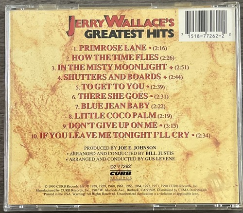 Greatest Hits by Jerry Wallace (CD, 1991) 715187726222| eBay