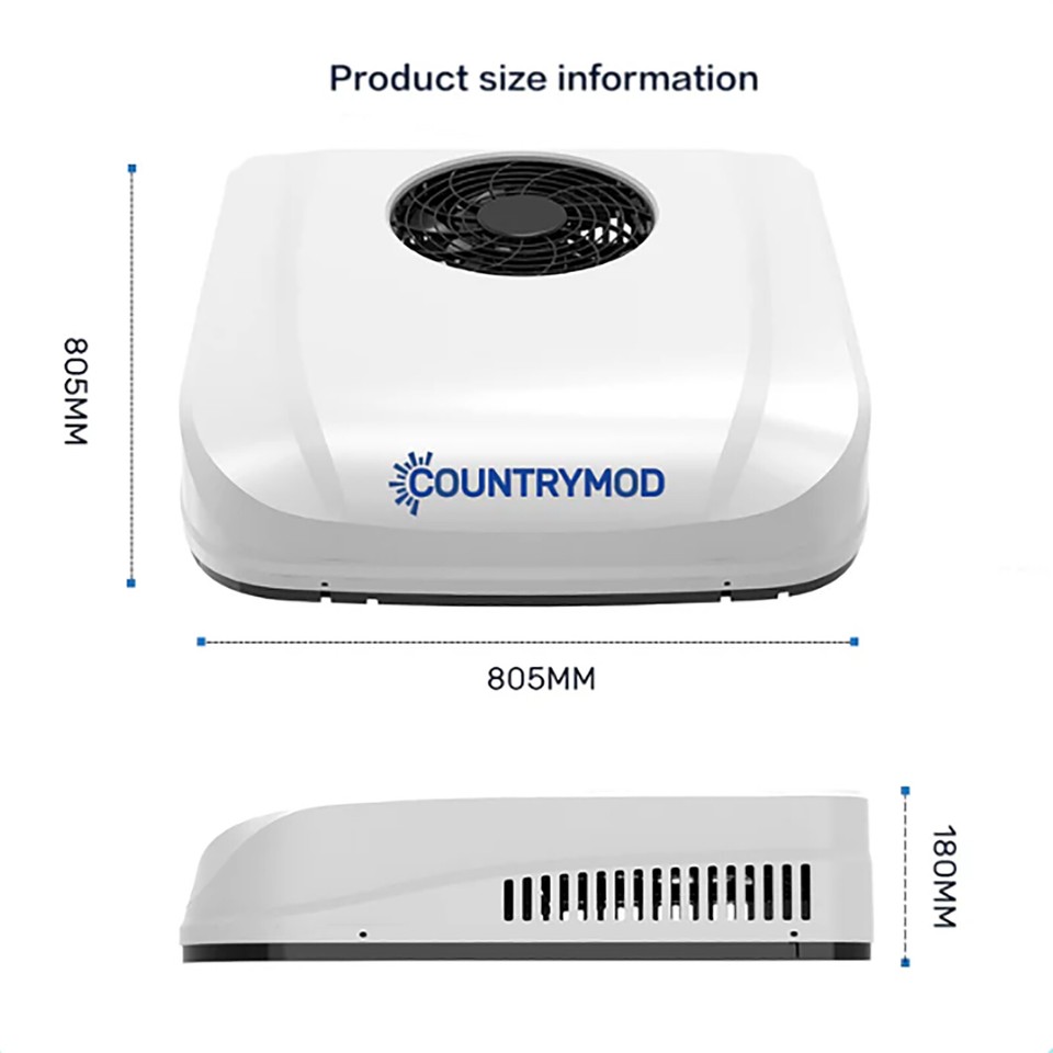 Countrymod 12V 10000BTU RV Air Conditioner Rooftop A/C Unit For Camper ...