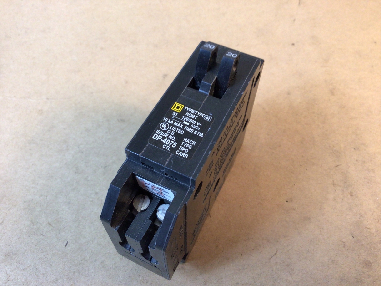 Square D HOMT2020 1-Pole Tandem 20-Amp 120/240V Plug-In Circuit Breaker ...