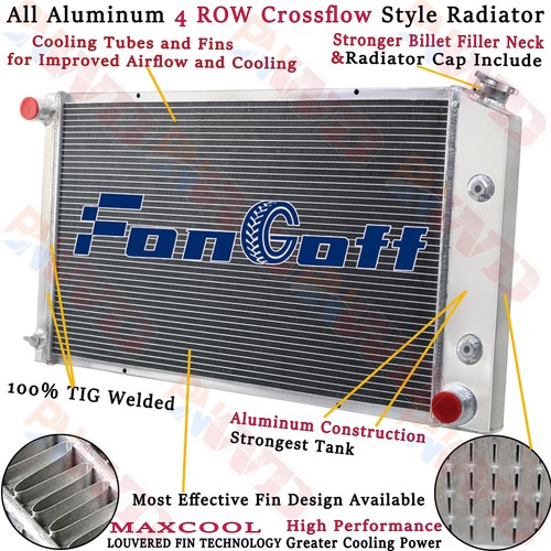 CC573 4 Row Aluminum Radiator For 1970-1981 Pontiac Firebird/Trans Am ...