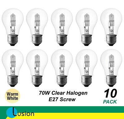 10 x 70W Clear GLS Halogen Light Globes Bulbs Lamps Edison Screw E27 ...