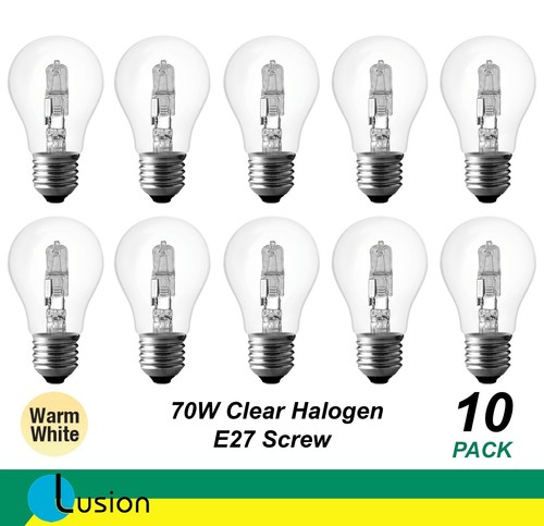 10 x 70W Clear GLS Halogen Light Globes Bulbs Lamps Edison Screw E27 ...