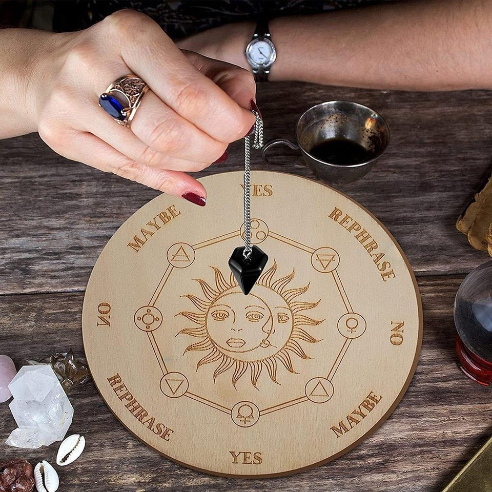 Wooden Carved Divination Pendulum Board Metaphysical Healing Meditation ...