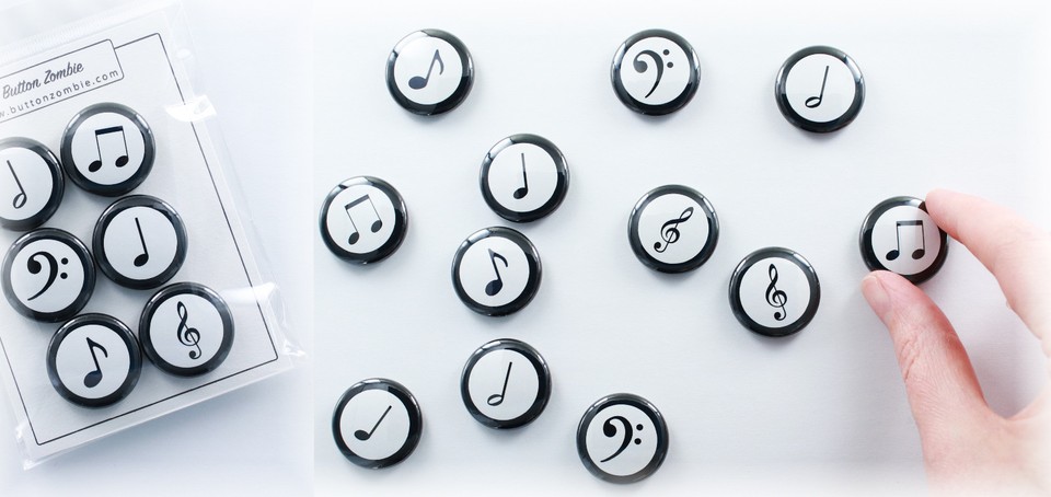 Mini 'Musical Notes' Fridge Magnets - Gift & Kitchen - High Quality ...