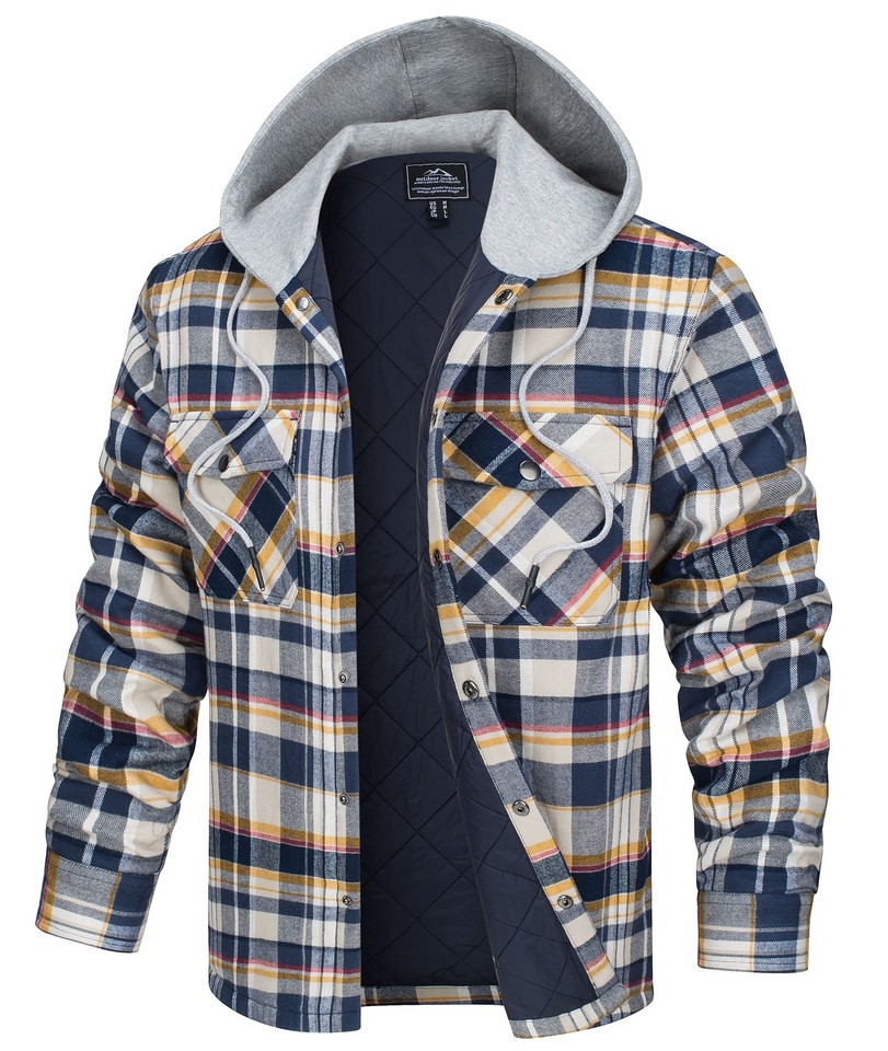 Men's Winter Shirt Jacket Thermal Flannel Plaid Shirts Long Sleeve ...