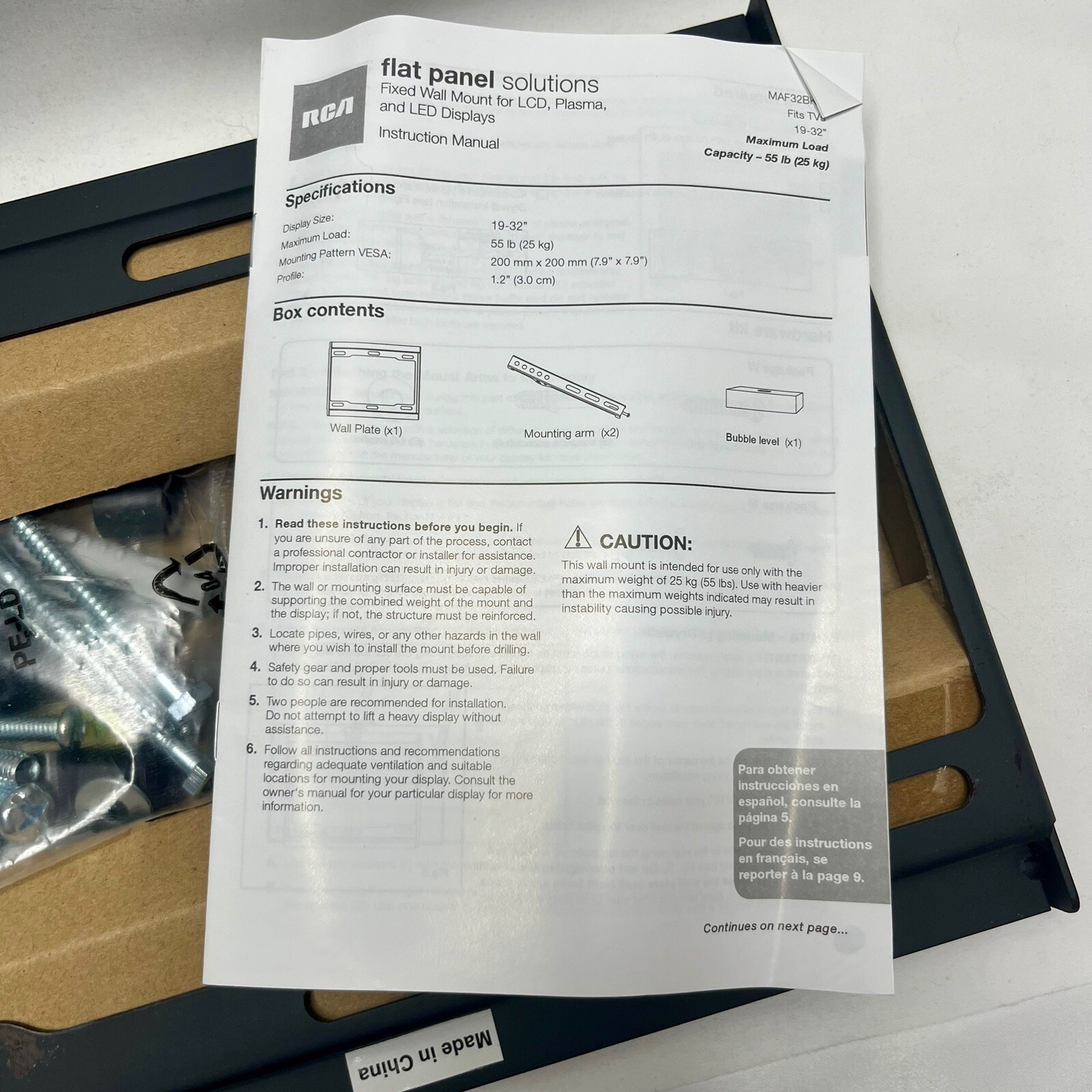 Black Flat Panel TV Wall Mount - RCA - LCD/LED | eBay