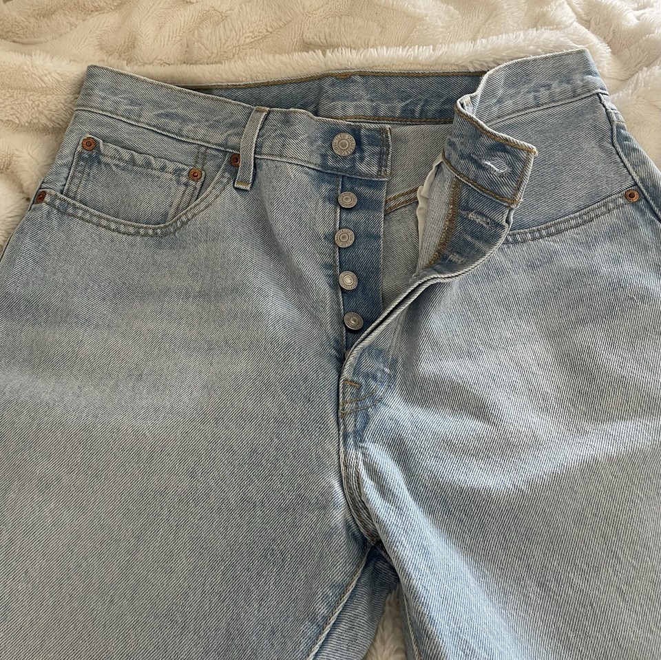 Levis 501 150th Anniversary Jeans Womens 31x30 Blue Button Fly Flower ...