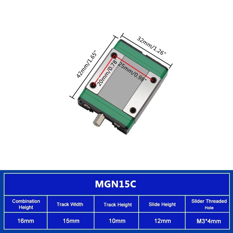 4 Pack MGN12H MGN12C MGN15H MGN15C Carriage Block for MGN Linear Rail ...
