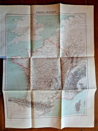 Grande carte, La France Physique......1877 | eBay
