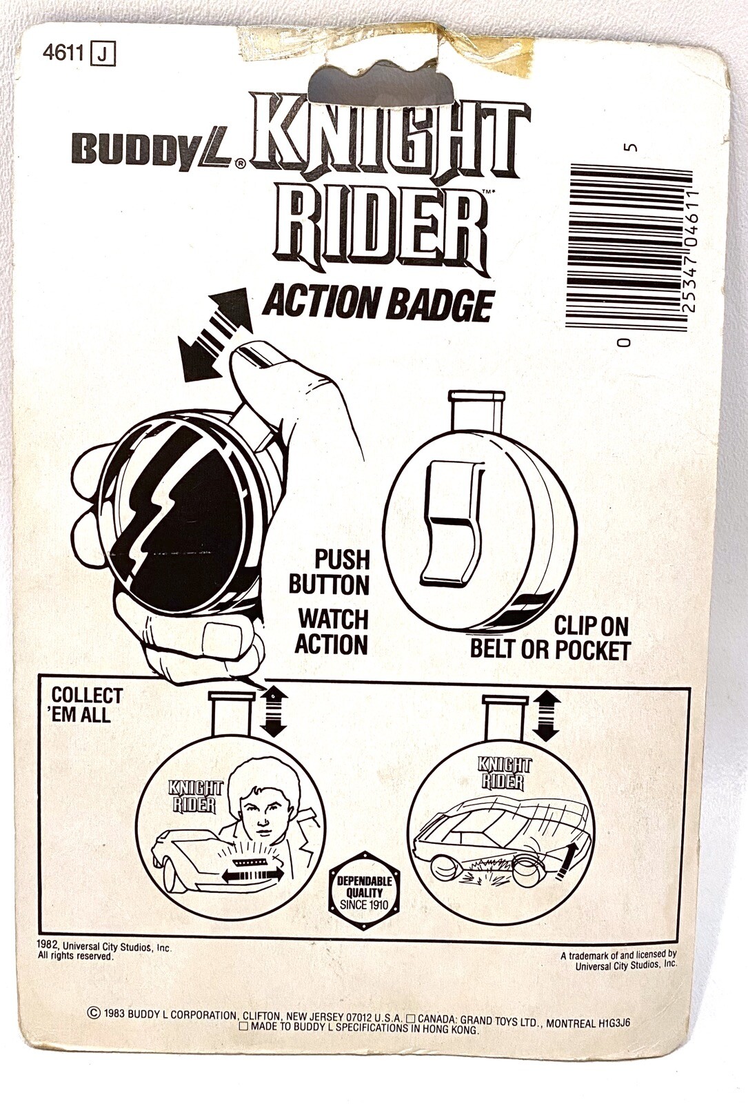 Knight Rider Action Badge Vintage CARDBACK | eBay