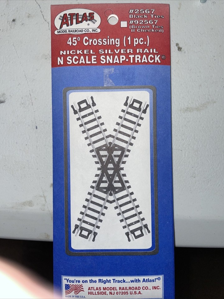 Atlas 2567 N-Scale Code 80 45 Degree Crossing Snap-Track Nickel Silver ...