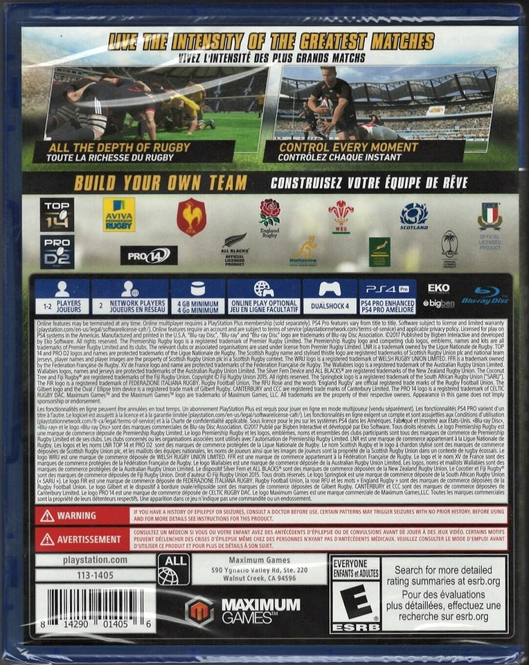 Rugby 18 PS4 (Brand New Factory Sealed US Version) PlayStation 4 ...