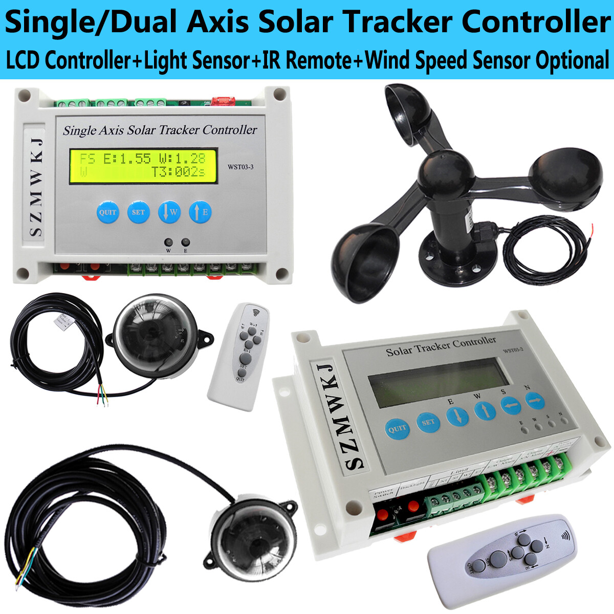 Auto-Tracking Solar Panel Tracking LCD Sun Tracker Controller W/ Wind ...