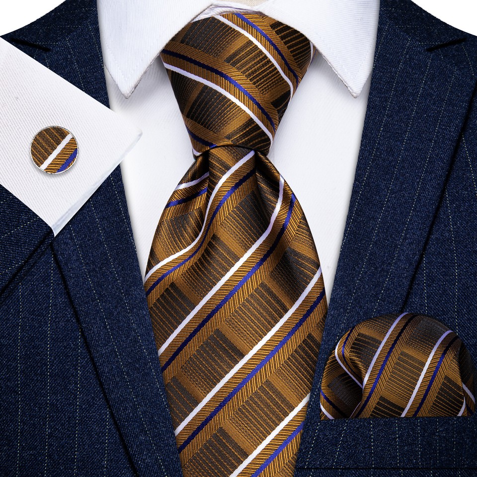 Men's Tie Classic Wedding Necktie and Pocket Square Cufflinks Set ...