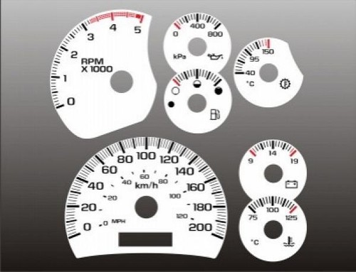 2003-2005 Chevrolet Duramax METRIC KMH Dash Cluster White Face Gauges ...