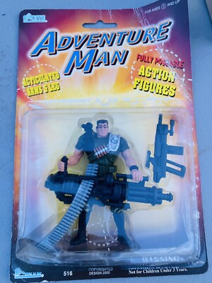 Adventure Man Action Figure Green Shirt Rare EXCITE brand faux GI Joe ...