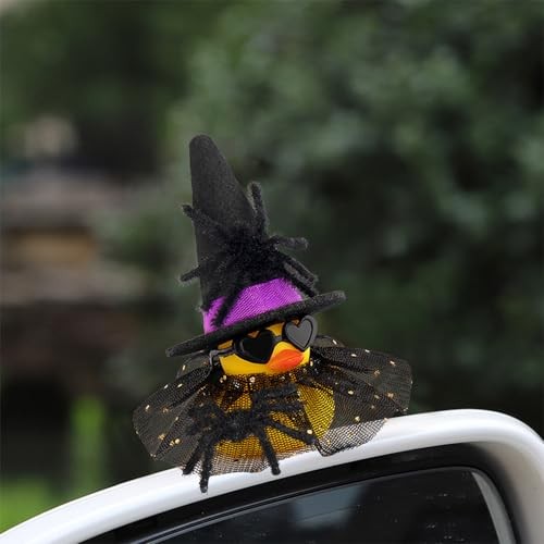 Car Dashboard Spider Witch Rubber Ducks for Halloween, Gold point skirt ...