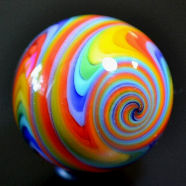 JAY SLACK GLASS MARBLE/1.443"-LOBED RAINBOW ARRAY-LILAC,LAVENDER,MINT ...