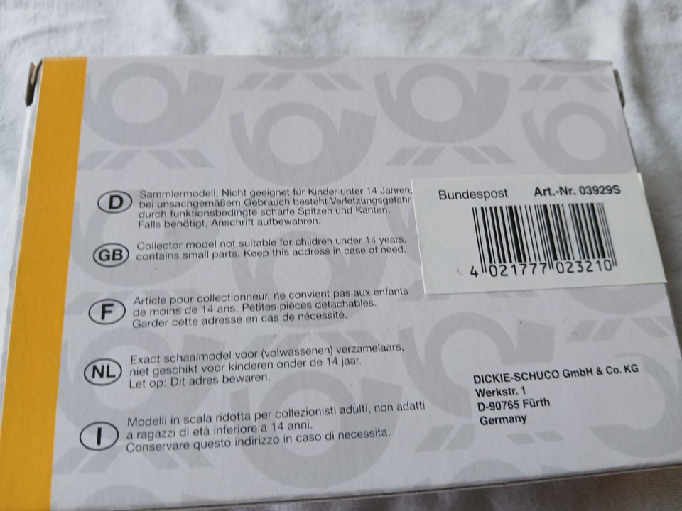 Schuco Piccolo 3929S VW Fridolin 1:90 Deutsche Post, 1 x grau 1 x gelb ...