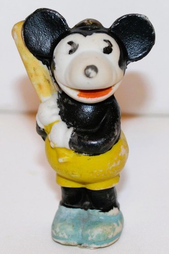 EX!DISNEY 1930's"MICKEY MOUSE BASEBALL PLAYER WITH BAT"BISQUE ...