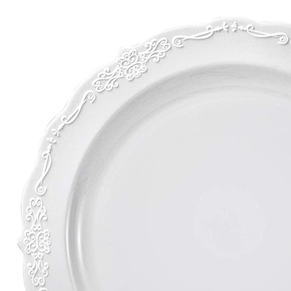 Elegant Vintage Disposable Plastic Plates Wedding Party Value Sets 120 ...