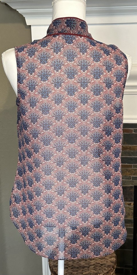 CAbi style 3620 Fan Blouse Moroccan Geo button up Small Sheer ...