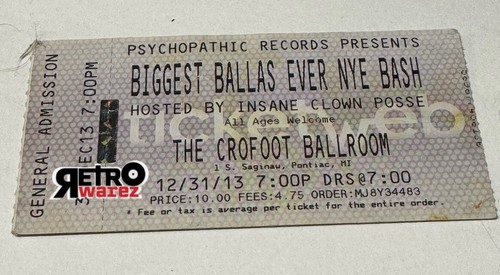 Insane Clown Posse Big Ballas 2013 Concert Ticket Stub ICP Christmas ...