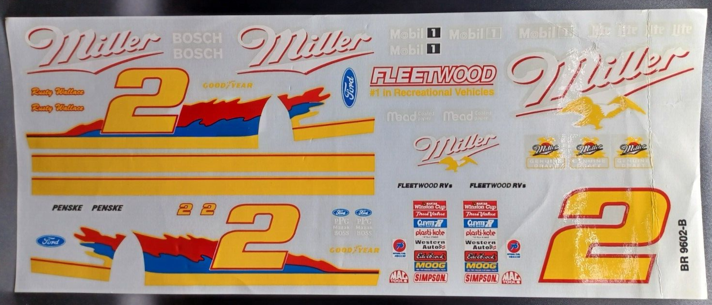 Unknown | No. ? | 1:25 Miller #2 Rusty Wallace Decals | eBay