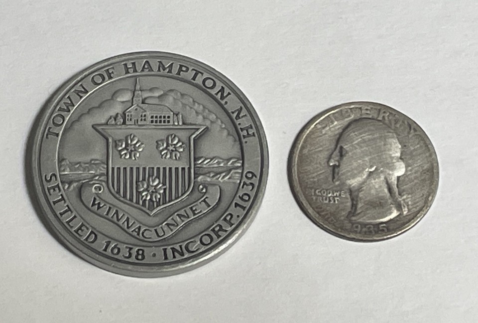 Vintage 1988 HAMPTON, NH 350th Anniversary Pewter Medal Coin NEW ...