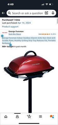 George Foreman 12-Serving Indoor/Outdoor Red Rectangular Electric Grill ...