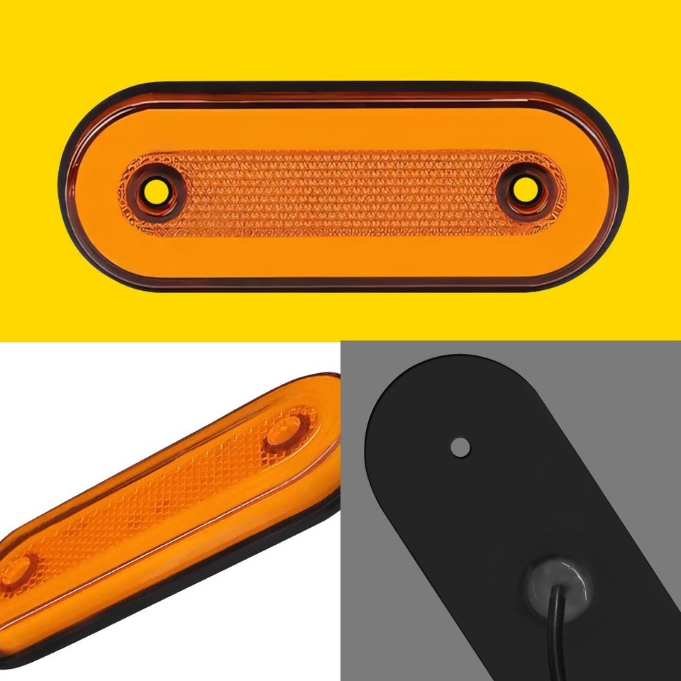 Orange Amber Side 20LED Marker Lights Oval x6 12V 24V Neon Trailer ...