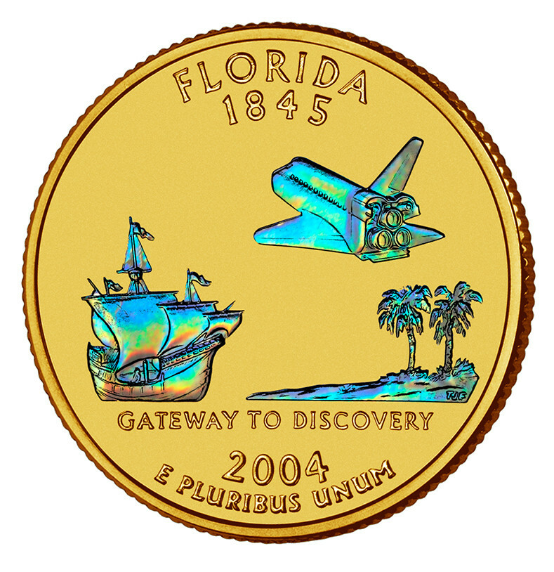 2004 Florida Quarter 24 Karat Gold layered with Hologram Detail | eBay